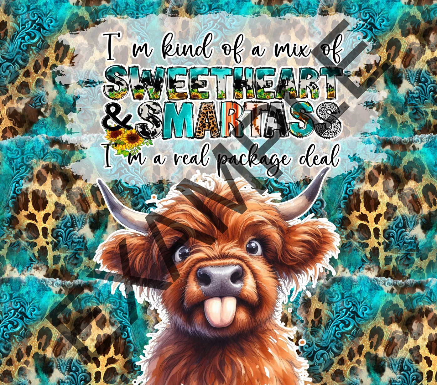 Sassy Highland Cow Tumbler Wrap PNG Design - Etsy