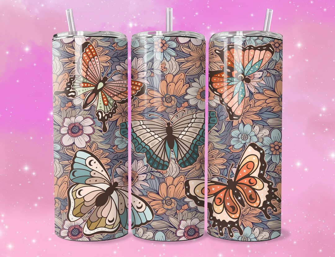 Boho Butterfly Tumbler Wrap,20oz Skinny Tumbler Sublimation Design ...