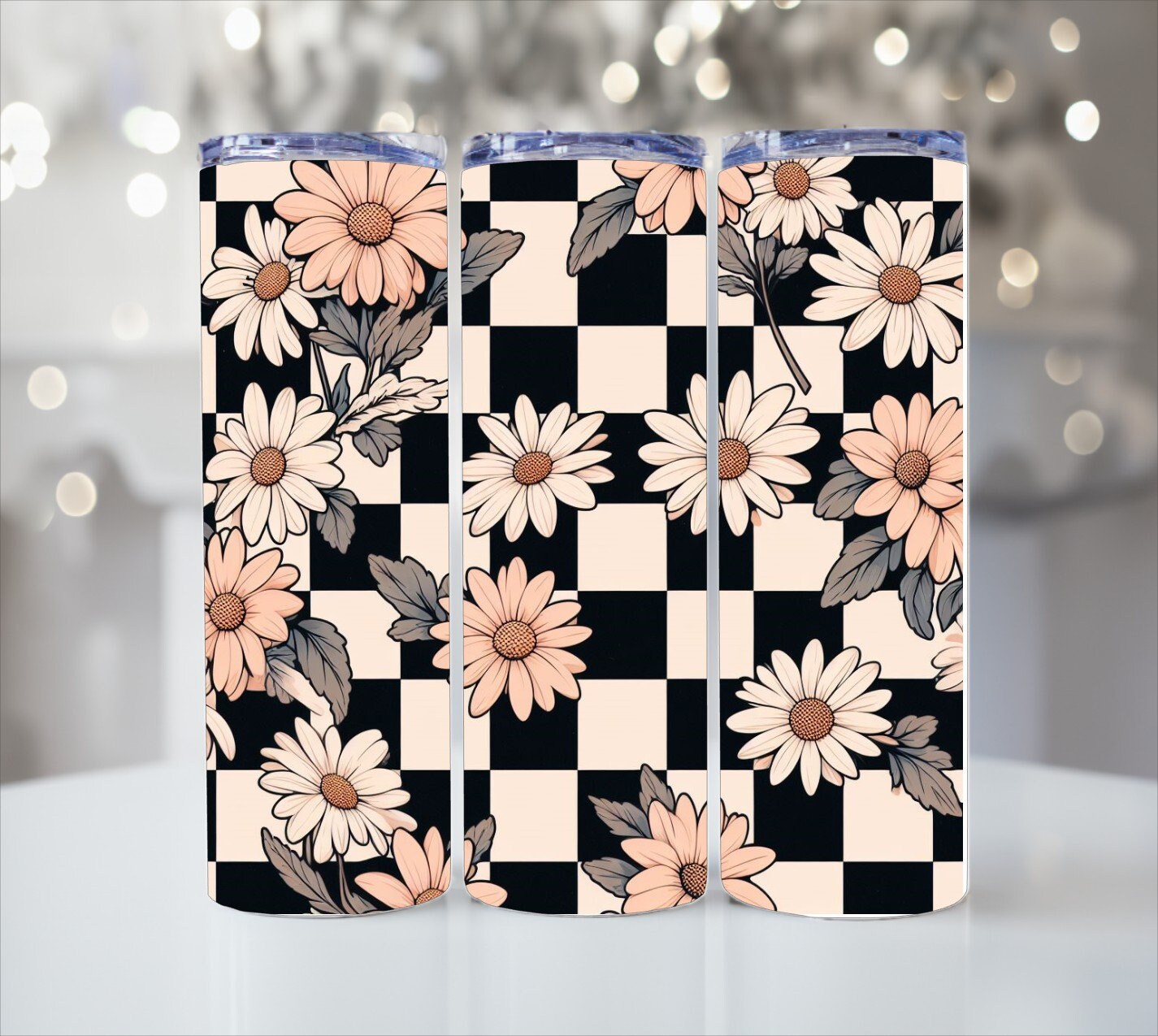 Daisy Tumbler Wrap, 20oz Skinny Tumbler Sublimation Design, Instant ...