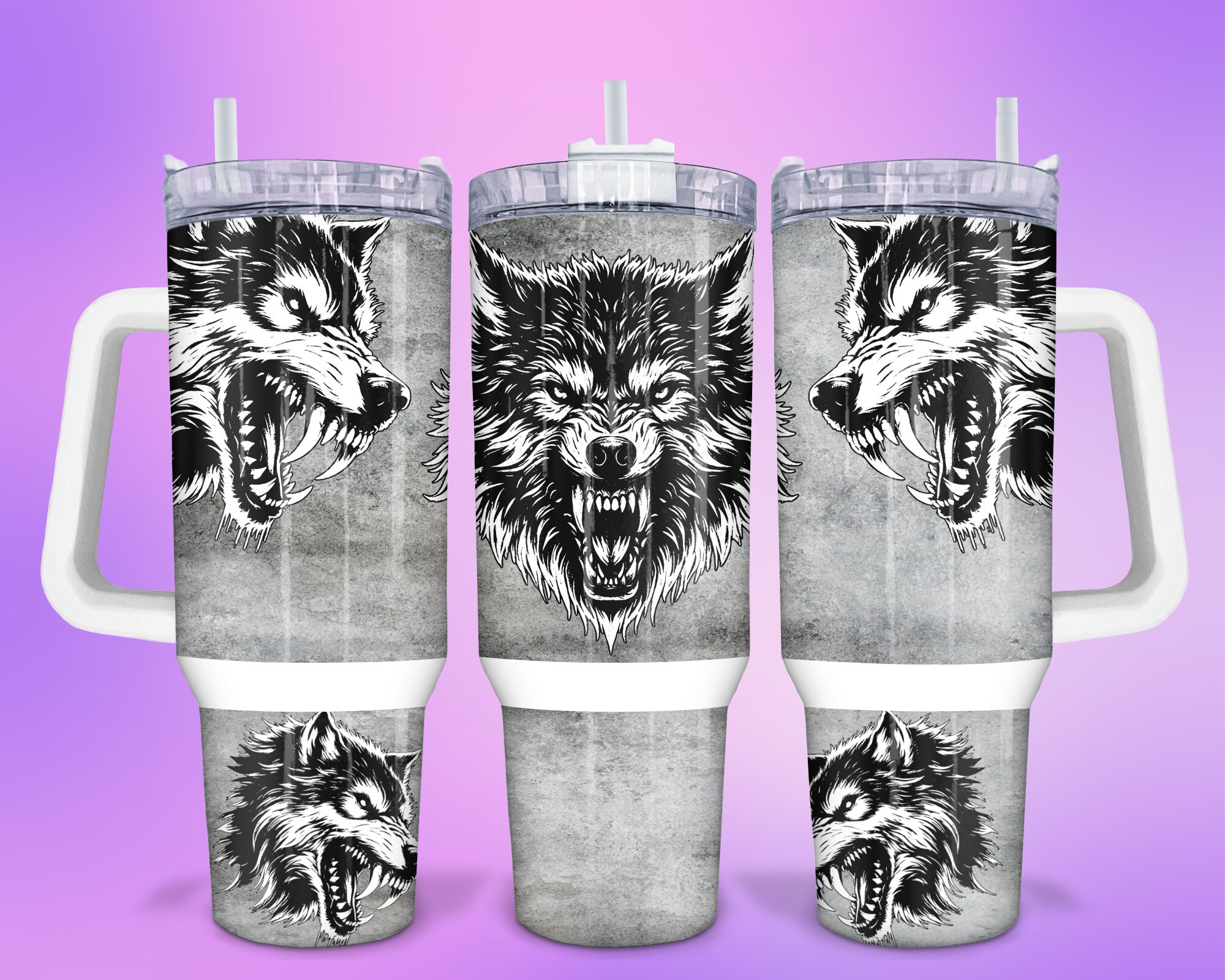 Grey Scale Wolf 40oz Tumbler Wrap, Sublimation Design Template, 40oz ...