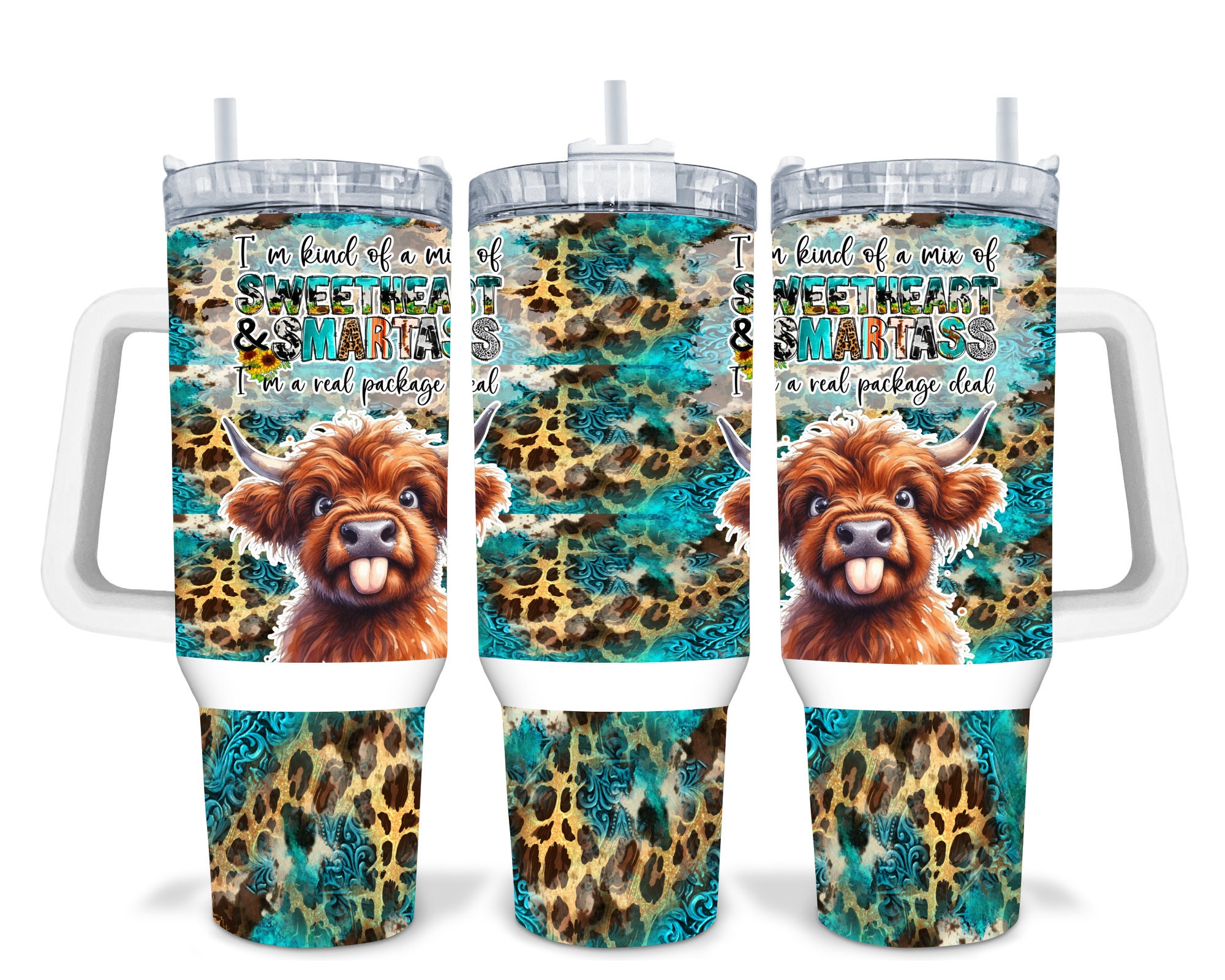 Sassy Highland Cow Tumbler Wrap,40oz Tumbler Sublimation Design,40oz ...