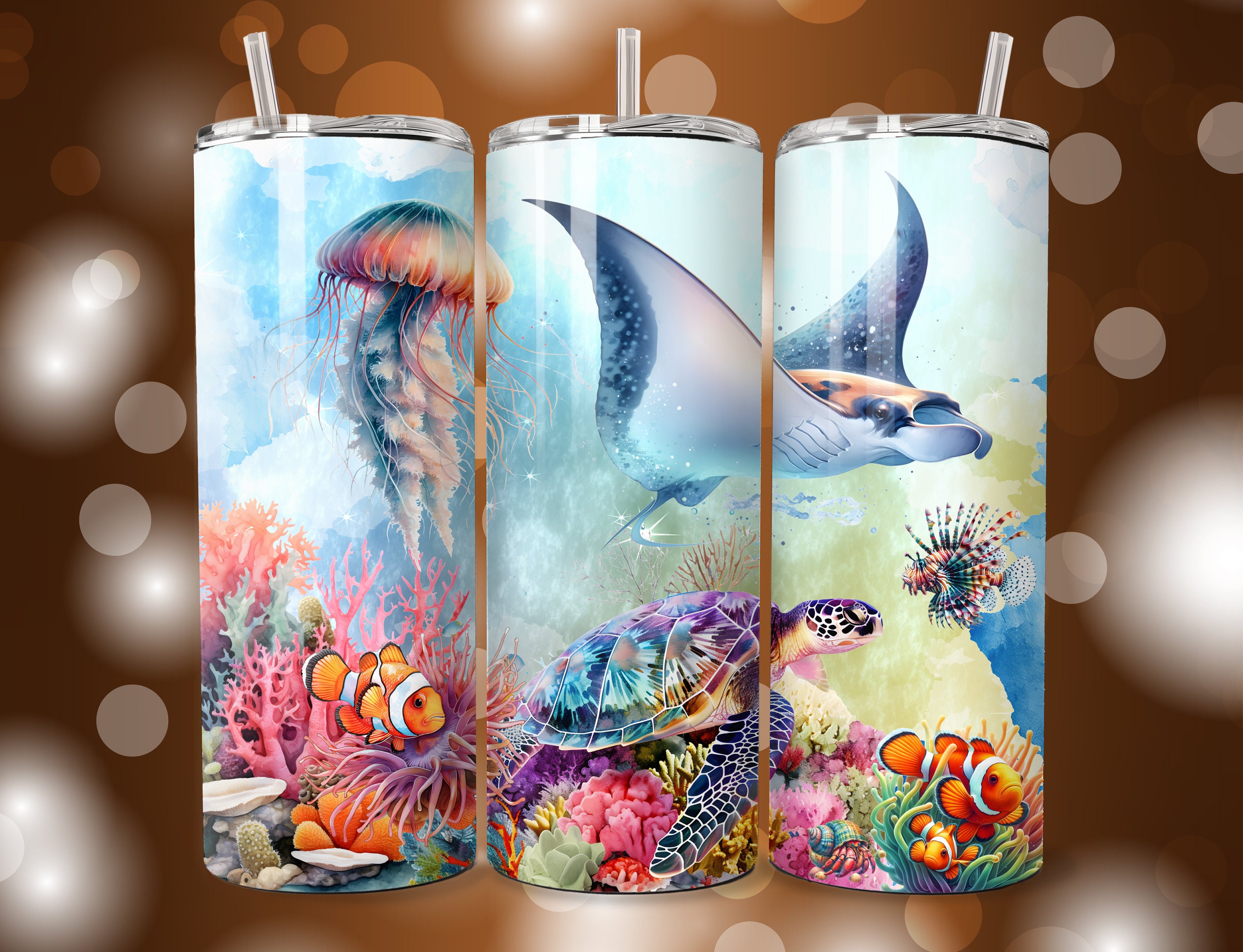 Ocean Scene Tumbler Wrap, 20oz Skinny Tumbler Sublimation Design ...