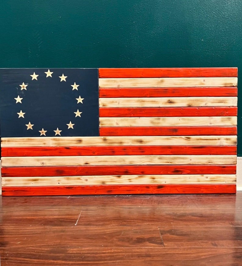 Handmade Wood “betsy Ross” 13 Star Flag 35.5” X 19” - Etsy