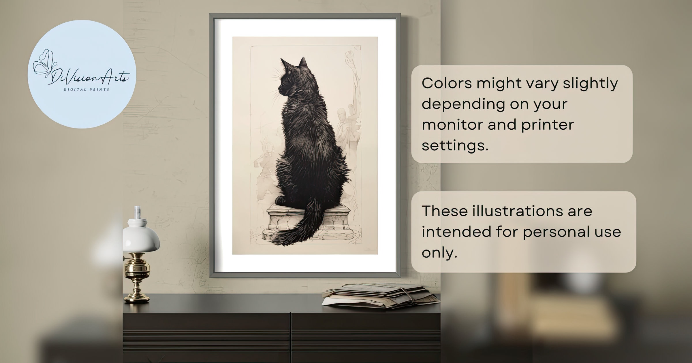 Vintage Сat on a Pedestal Instant Download Cat Printable Art Sitting ...