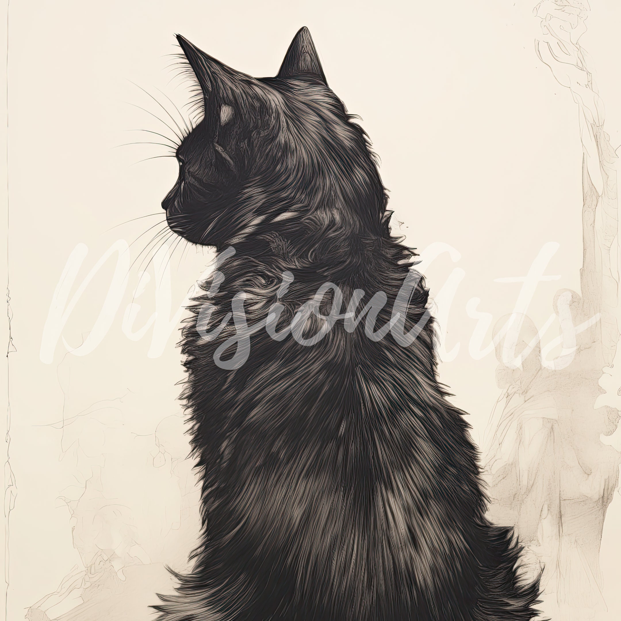 Vintage Сat on a Pedestal | Instant Download | Cat Printable Art ...