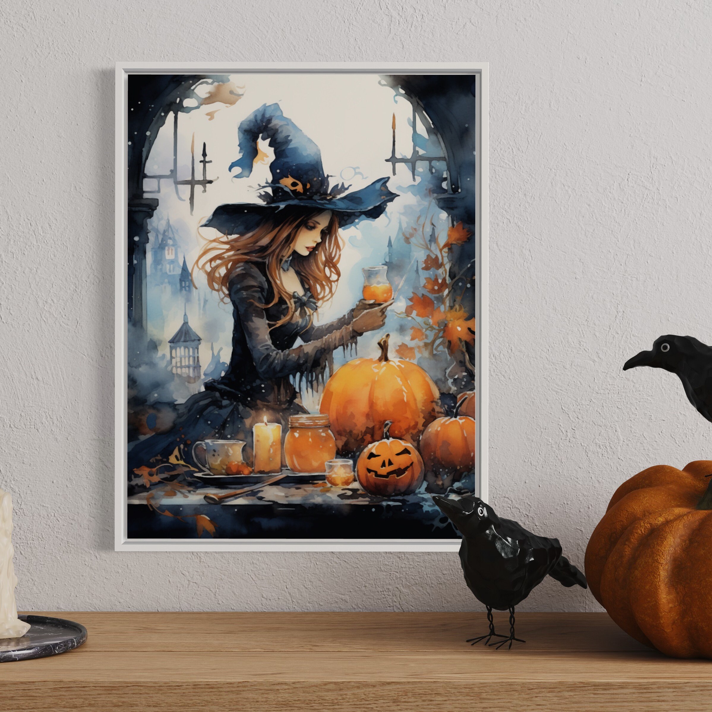 Cute Watercolor Witches Set of 6 Halloween Decor High-quality Jpgs ...