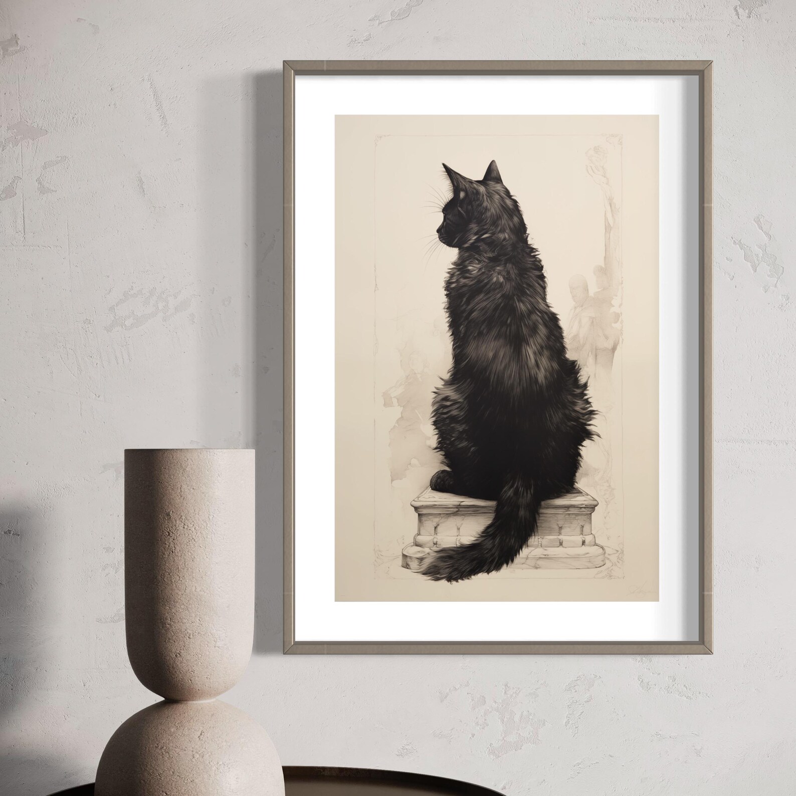 Vintage Сat on a Pedestal | Instant Download | Cat Printable Art ...