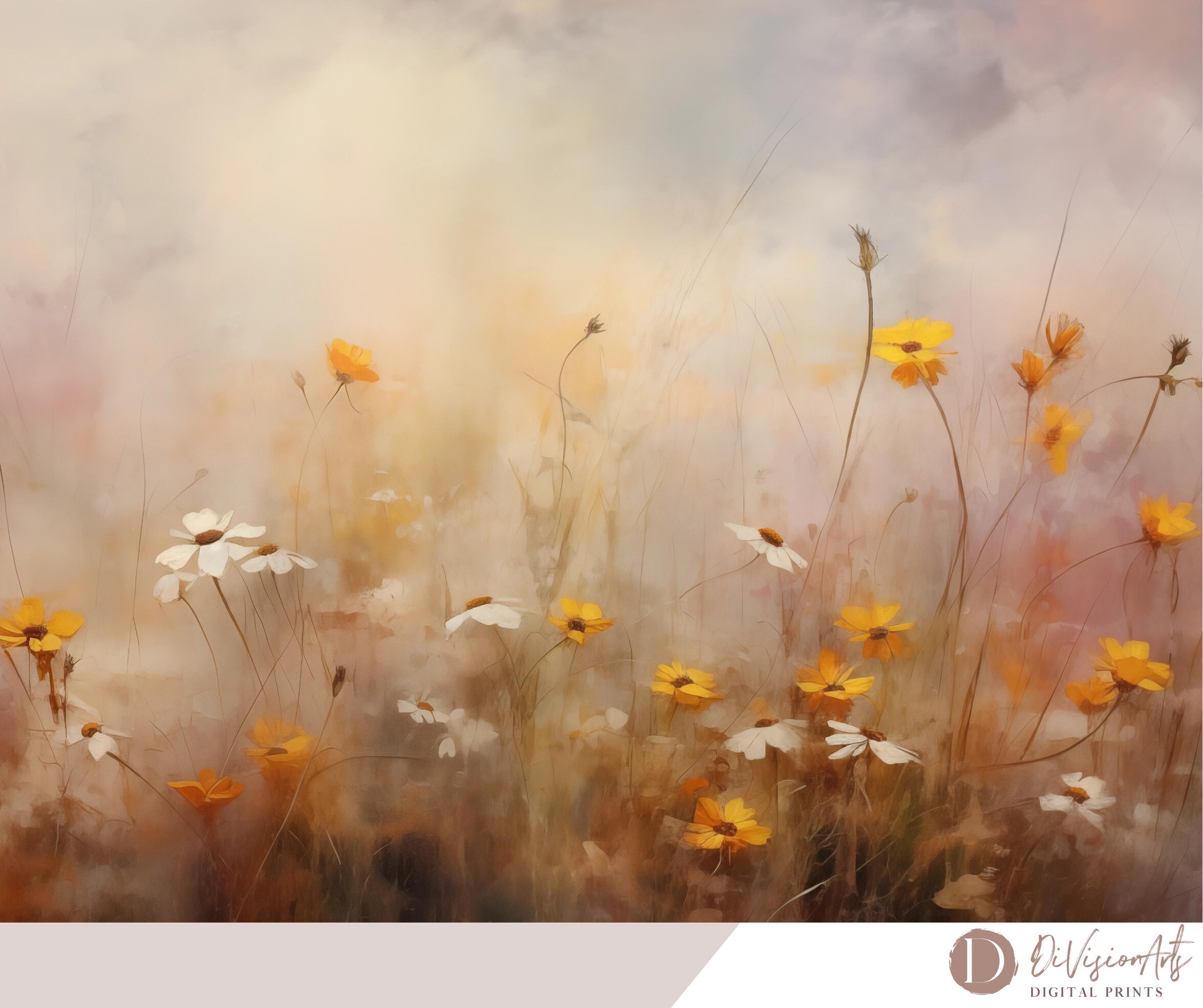 Rose Gold Wildflower Painting: Instant Download | Spring Frame TV Art ...