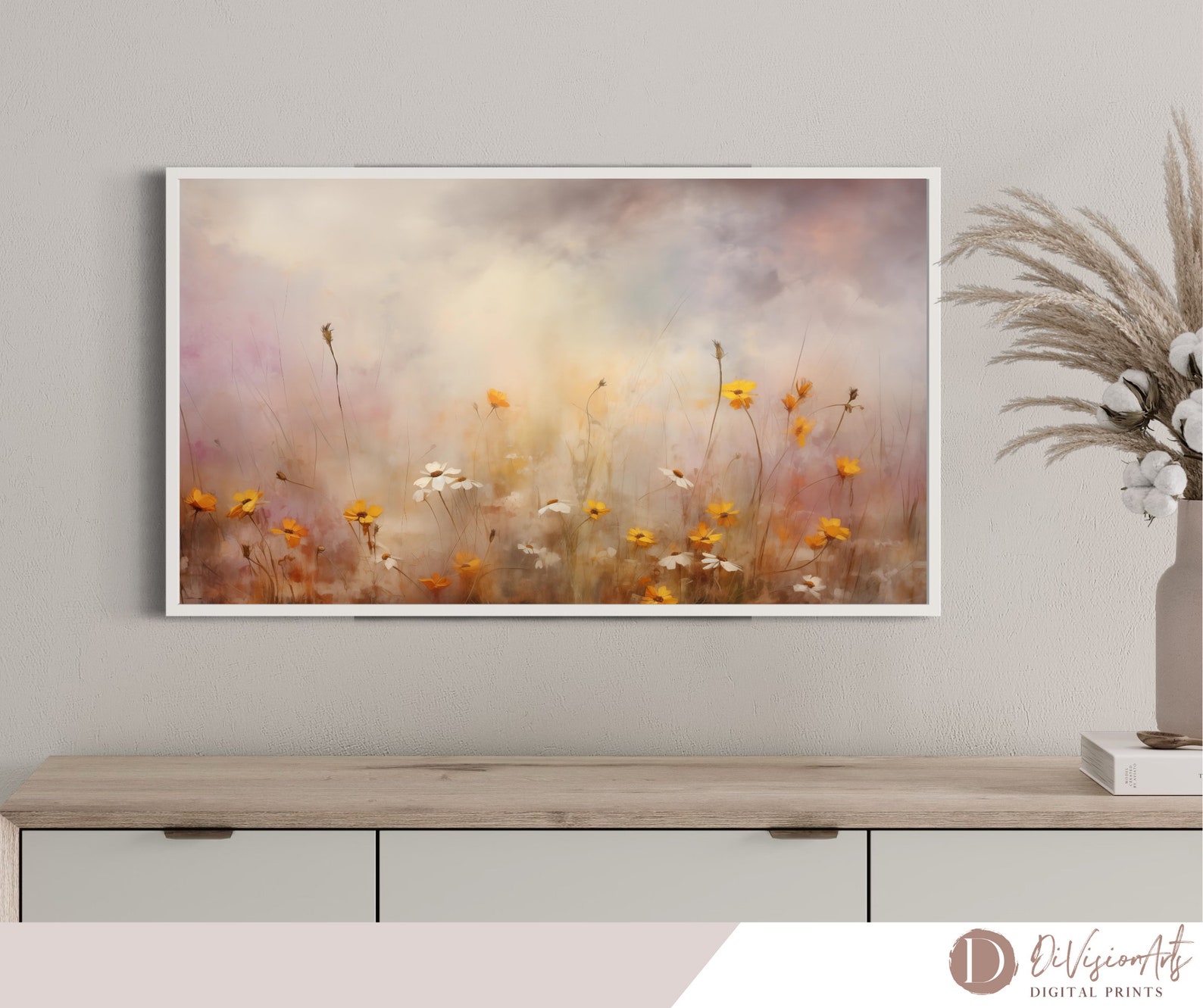 Rose Gold Wildflower Painting: Instant Download | Spring Frame TV Art ...
