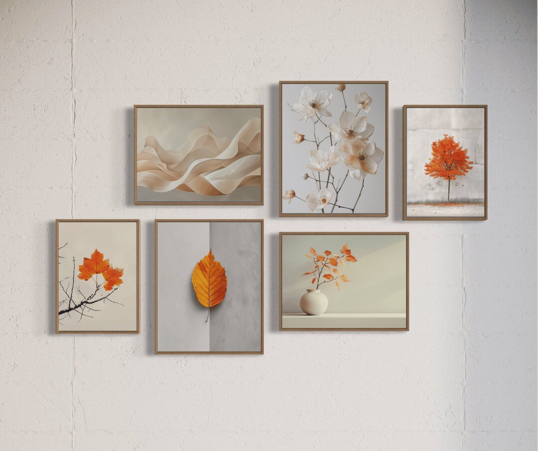 Minimalistic Fall Digital Prints Autumn Nature Wall Decor Set of 6 High ...