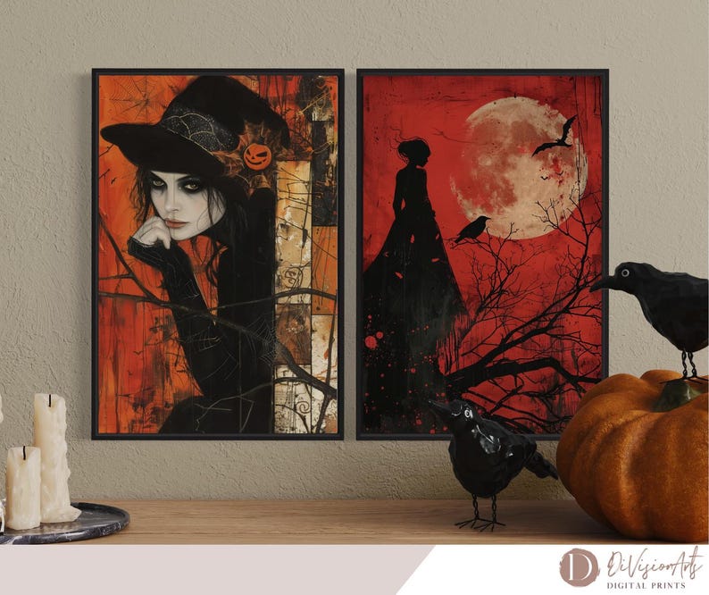 Cartel de terror imprimible de Halloween / Arte de pared cambiante ...