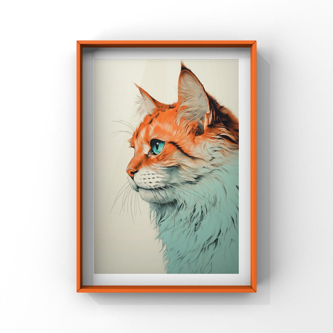 Modern Cat Wall Art | Vibrant Cat Poster | Downloadable Printable Cat ...