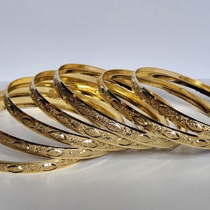 Gold Oro Laminado Bangle Bracelets 6MM Semanario Set of 7 Bangles - Etsy