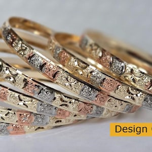 3tone Tri-color Bangle Bracelets 6MM - Semanario Set of 7 Bangles - Etsy