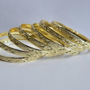 Gold Oro Laminado Bangle Bracelets 6MM - Semanario Set of 7 Bangles - Etsy