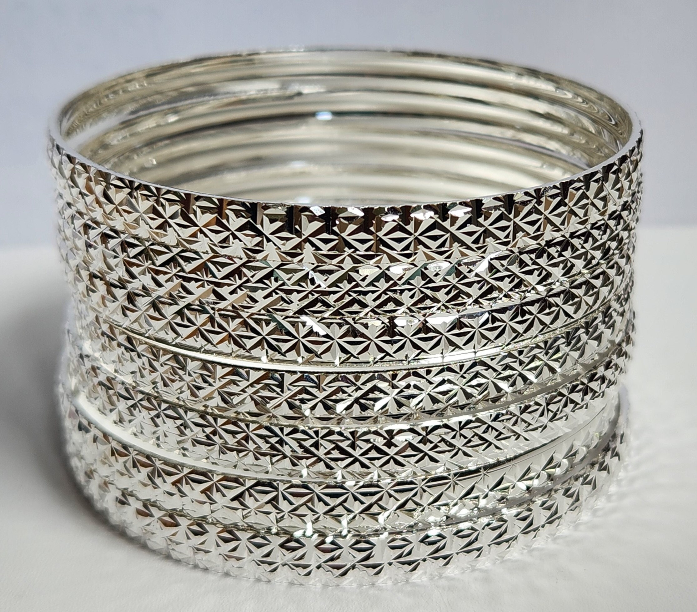 Gold and Silver Oro Laminado Bangle Bracelets 6MM Semanario Set of 7 ...