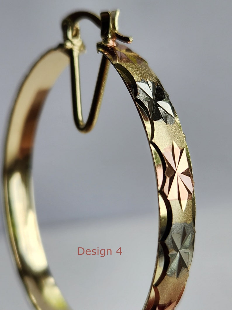 Tri Color 3 Tone Bangle Hoop Earrings (pair) - Aretes Arracada Tres ...