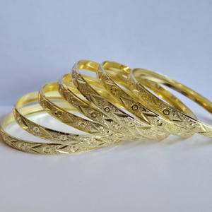 Gold Oro Laminado Bangle Bracelets 6MM - Semanario Set of 7 Bangles - Etsy