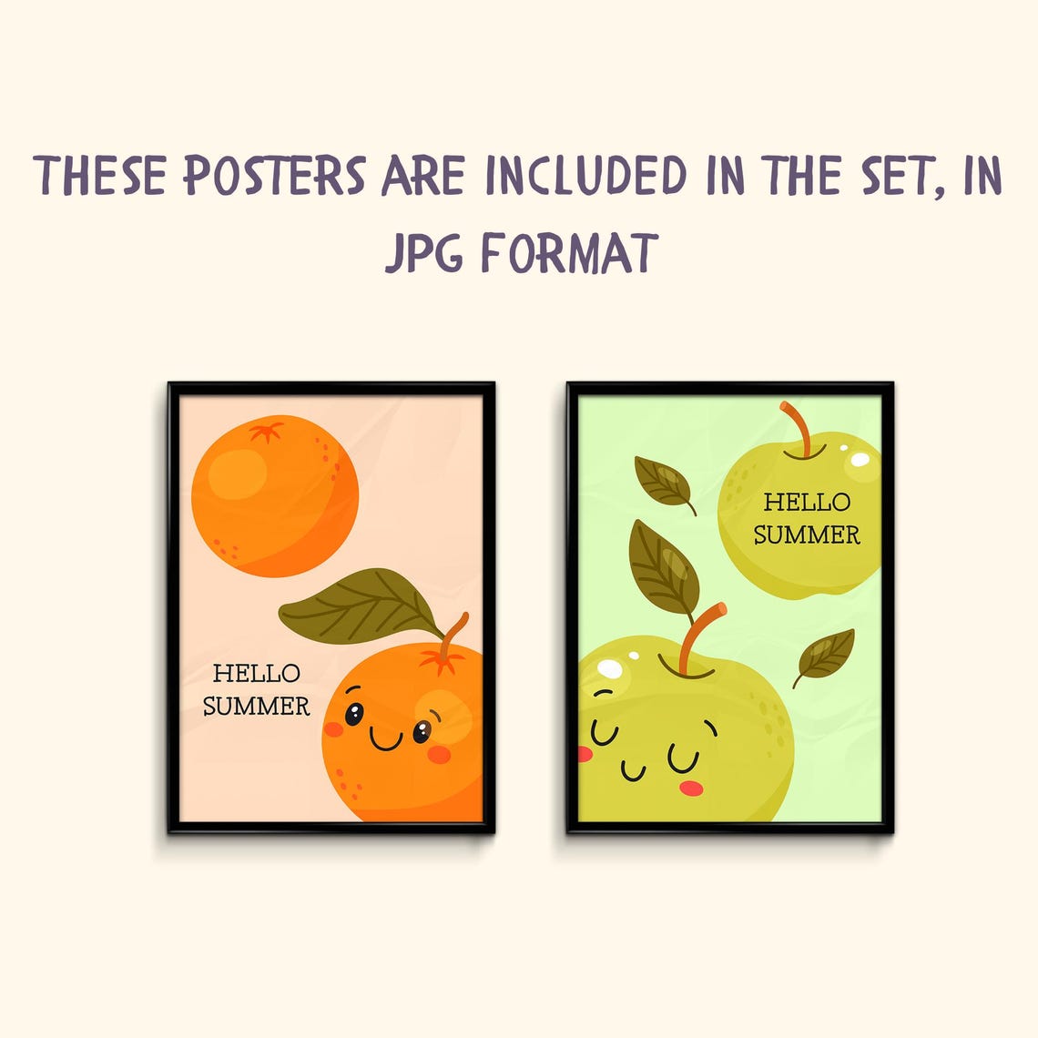 Kawaii Summer Fruit Clipart With Smiling Faces 8 Cute Fruits and 2 ...