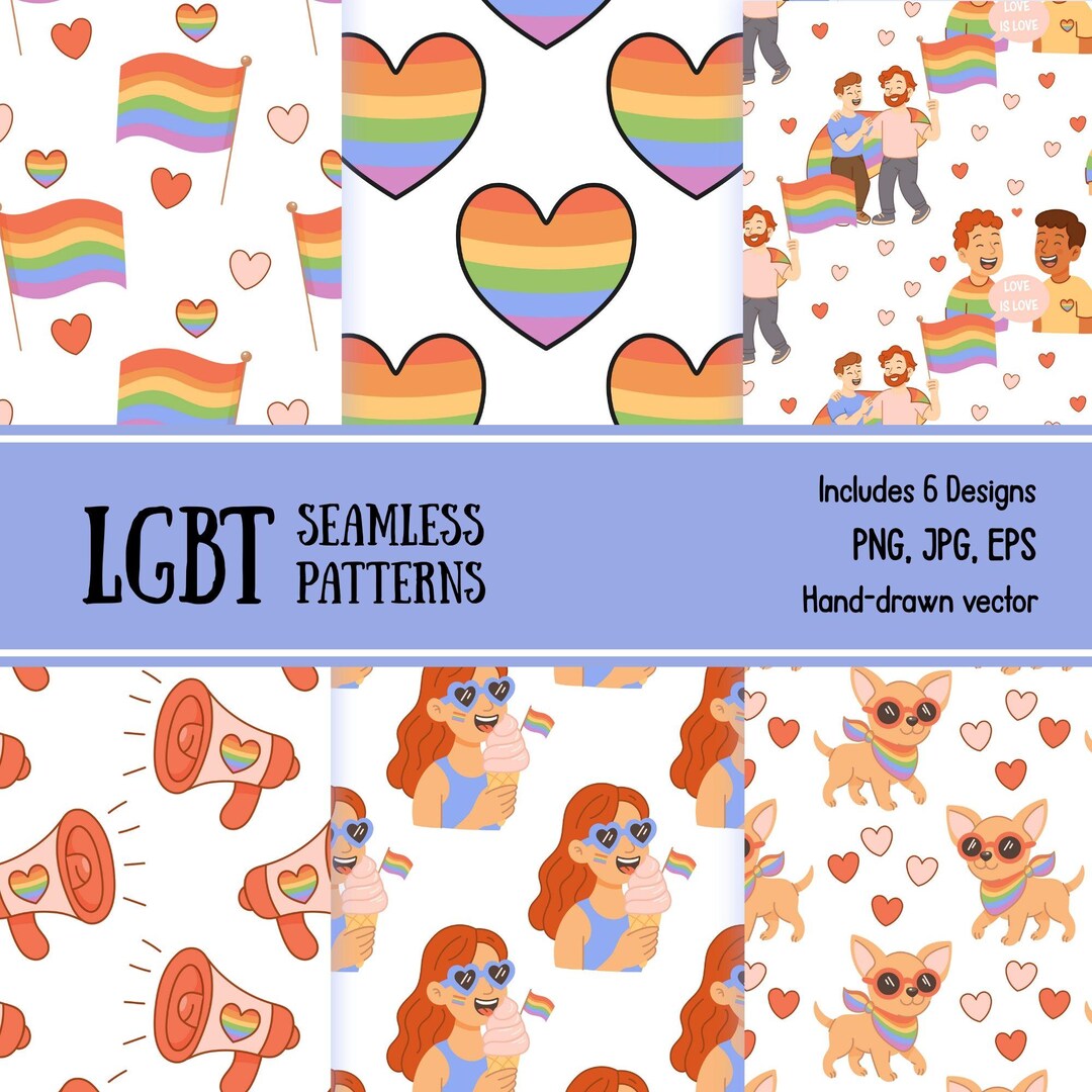 LGBT Pride Patterns | Seamless Cute Tiles | Png Transparent Background ...