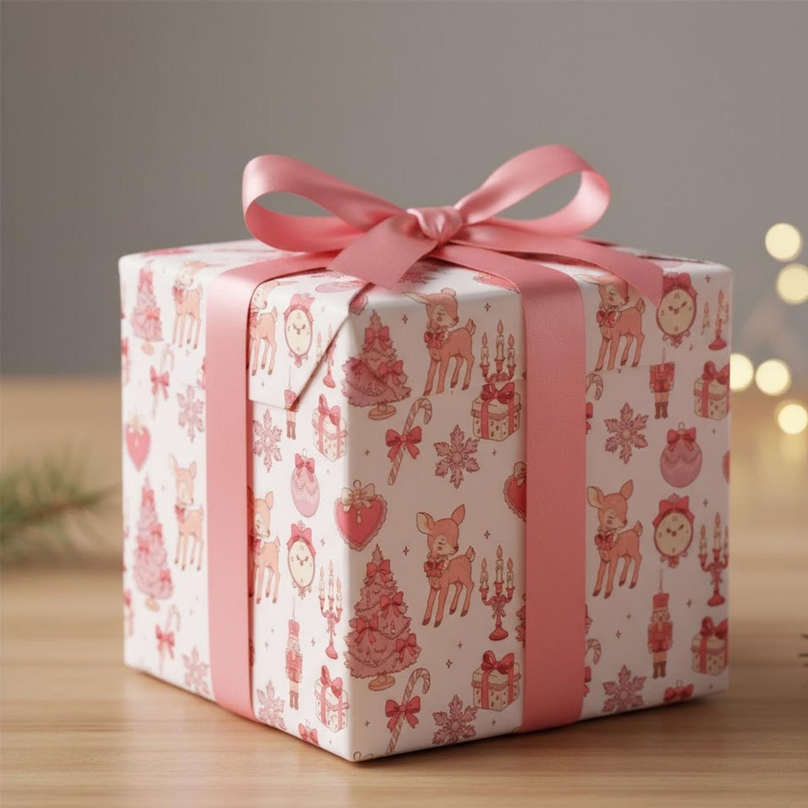 Coquette Christmas Pattern: Pink Holiday Digital Paper (PNG, EPS, PDF ...