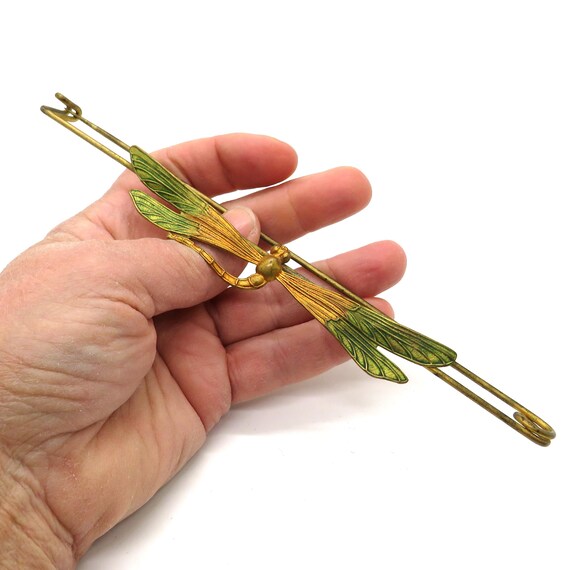 Art Nouveau Dragonfly Safety Pin Style Hat Pin - Gem
