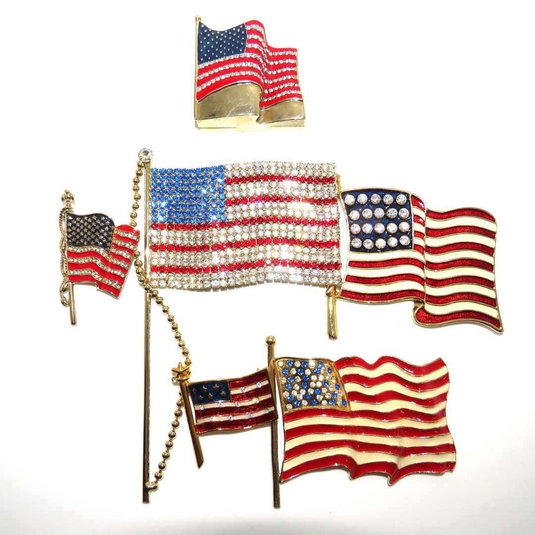 Patriotic Collection of American Flag Pins and a Pill Box - Etsy