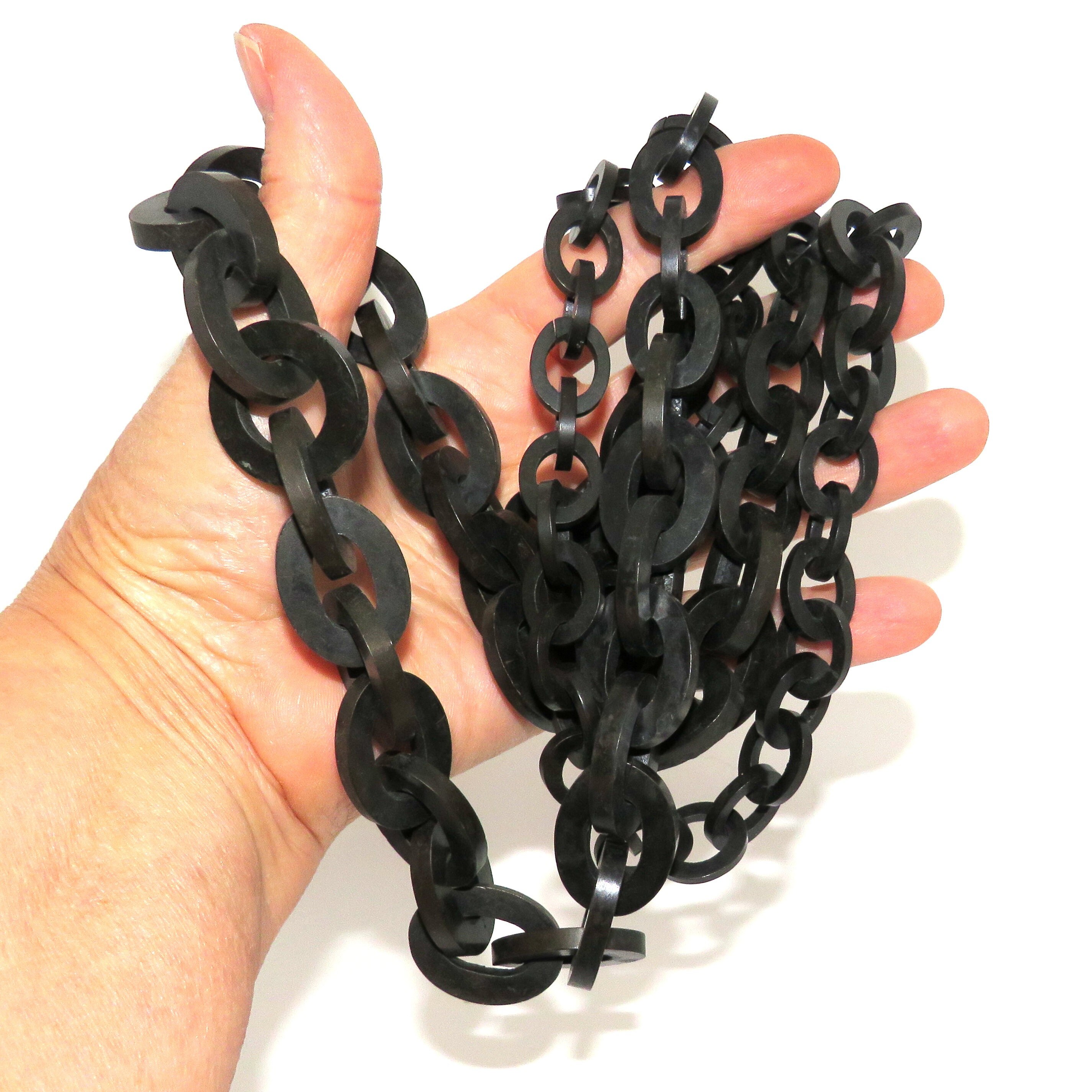 Victorian Vulcanite Long Graduated Continuous Link Chain - Etsy
