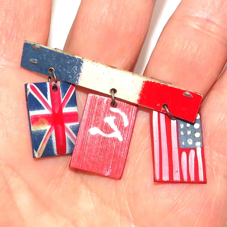 WWII Three Allies Dangle Flags Pin - Etsy