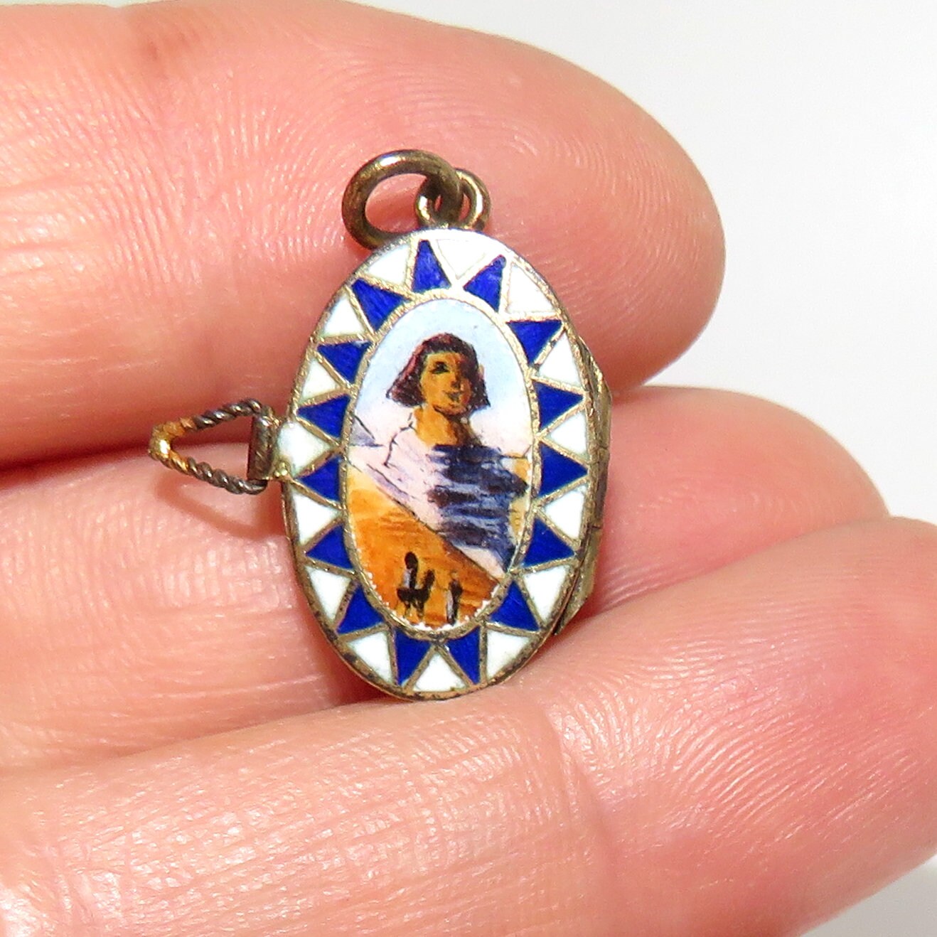 Vintage Silver and Enamel Baby Moses in the Basket Charm in Original ...