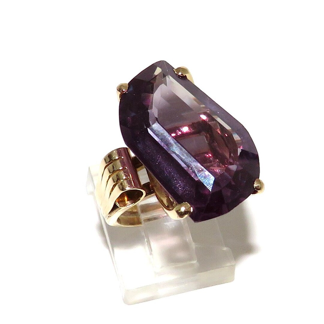 Fancy Synthetic Alexandrite 14 K Retro Ring - Color Change Stone - Etsy