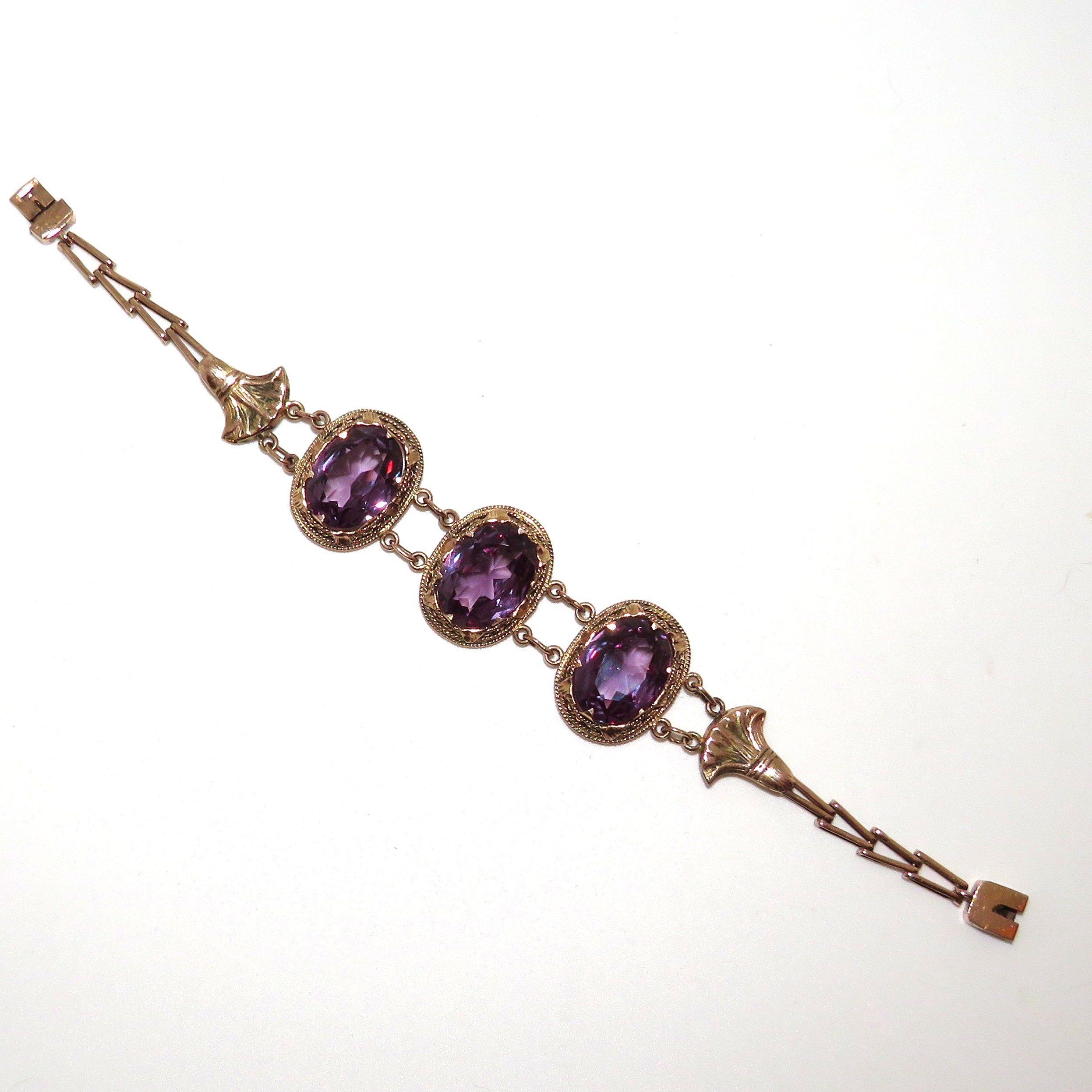 14 K Rose Gold Egyptian Revival Retro Synthetic Alexandrite Bracelet - Etsy