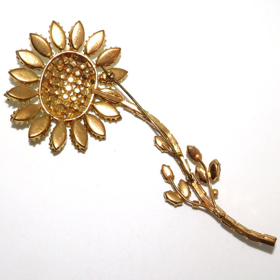 Austria Large Rhinestone Sunflower Pin - Gem