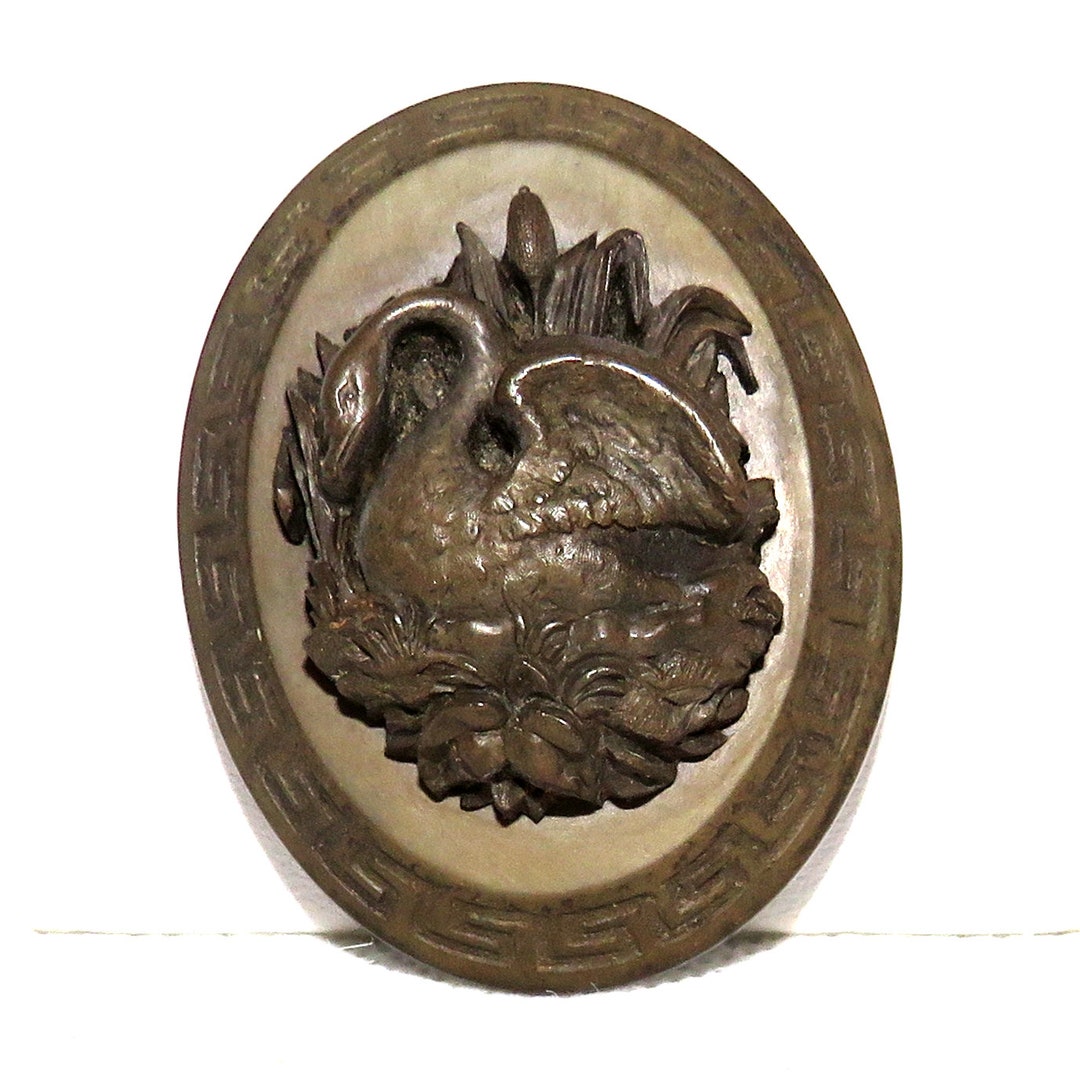 Victorian Vulcanite Mourning Pin With Swan - Etsy