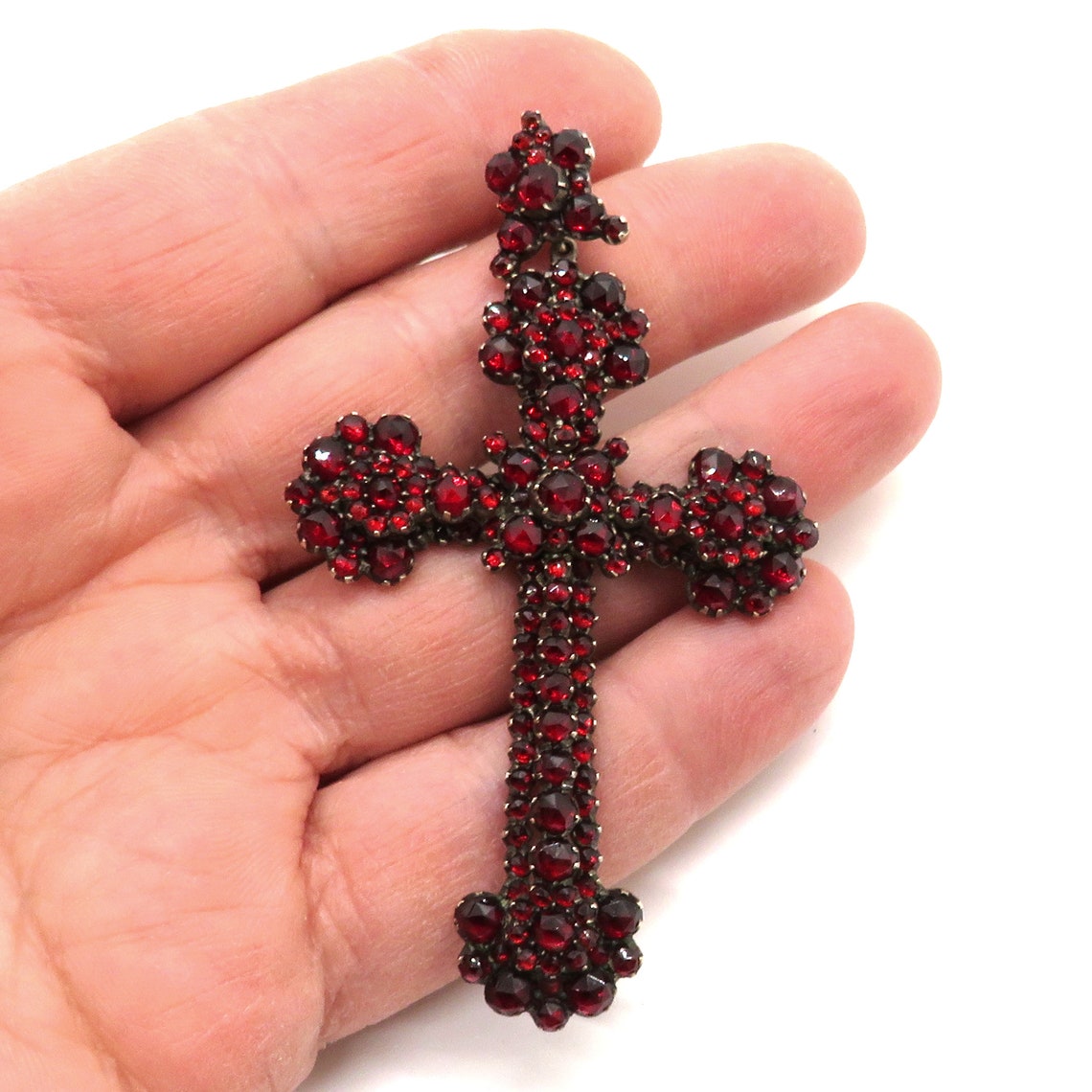 Victorian Bohemian Garnet Cross Pendant - Etsy