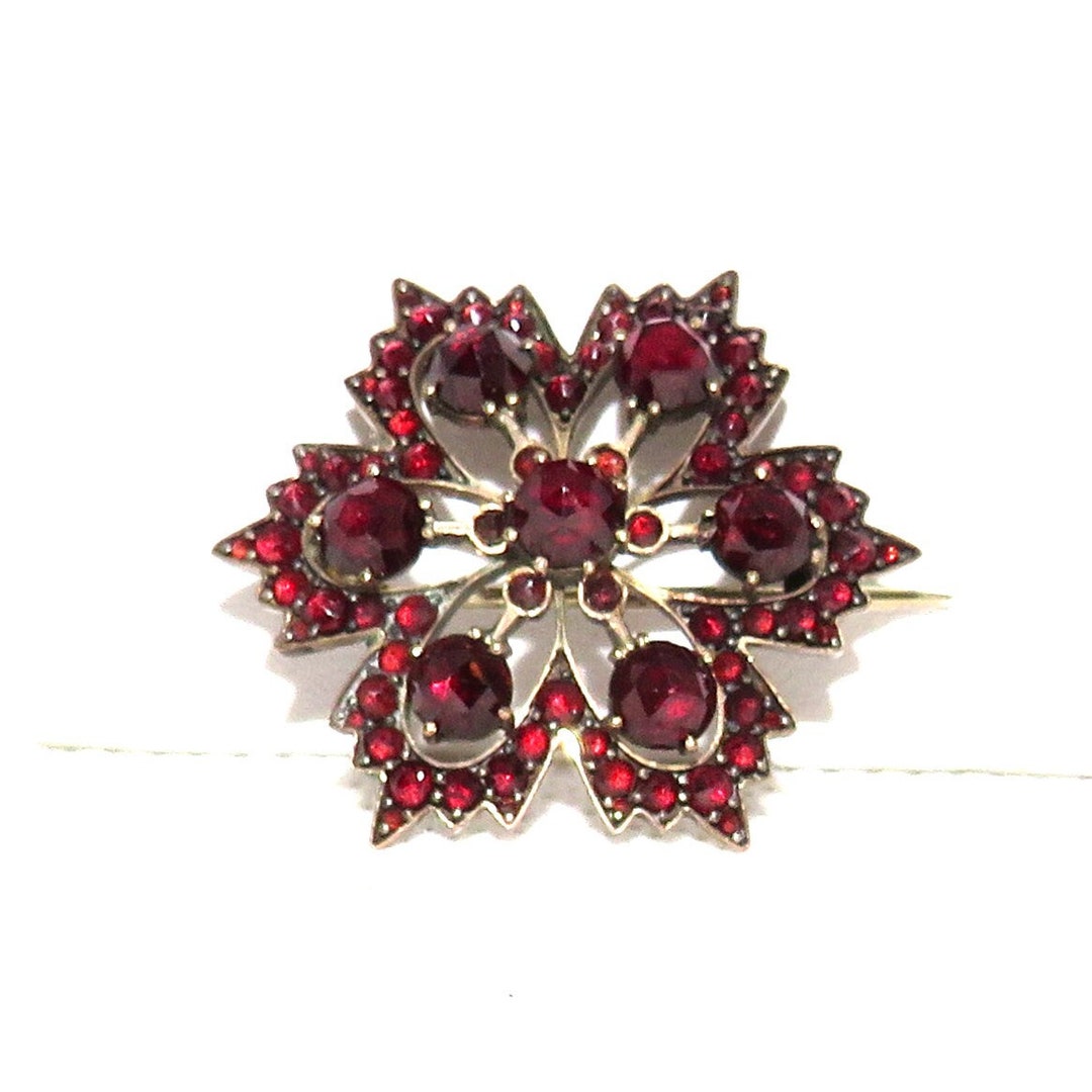 Victorian Garnet Snowflake Pin - Etsy