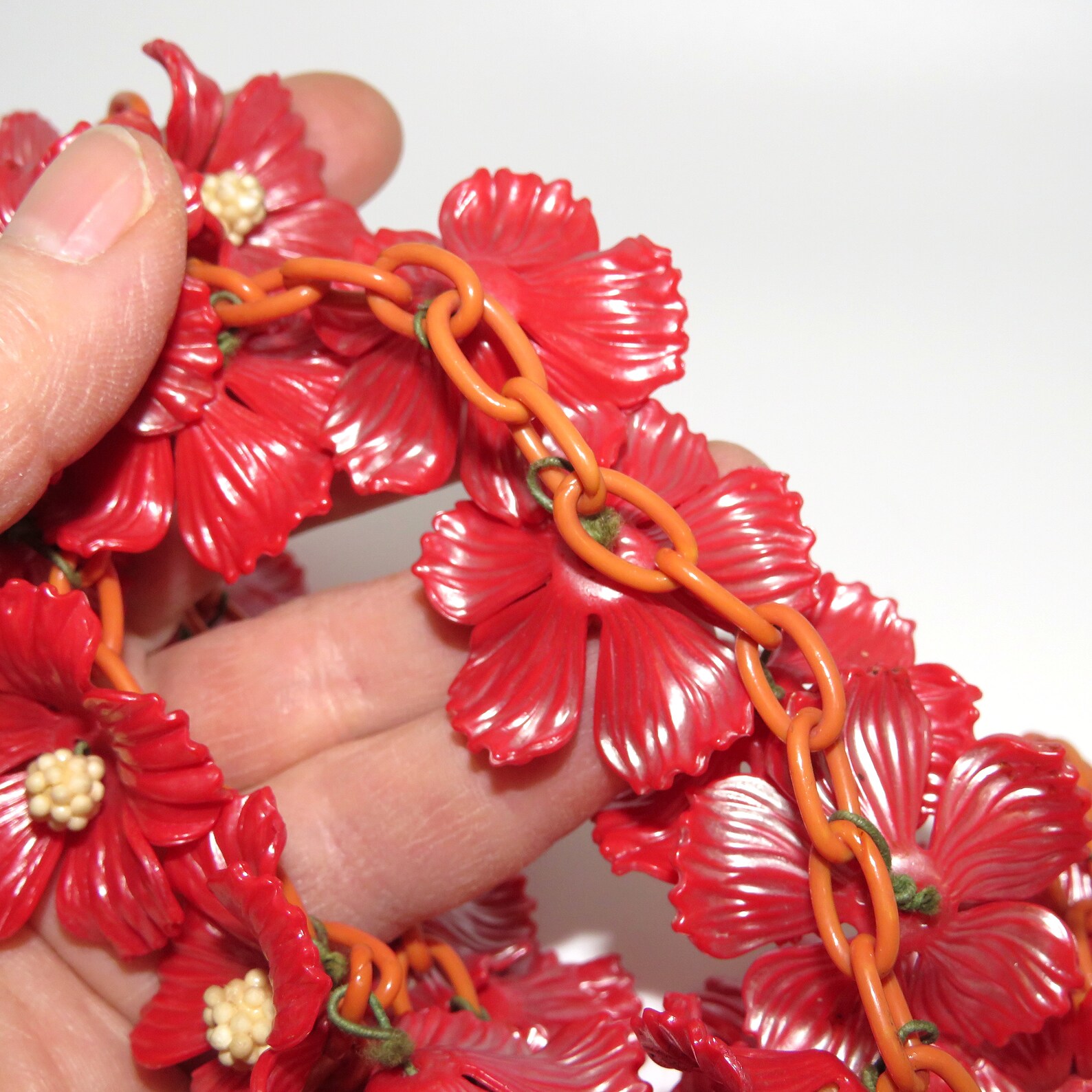 Vintage Celluloid Flower Necklace - Etsy