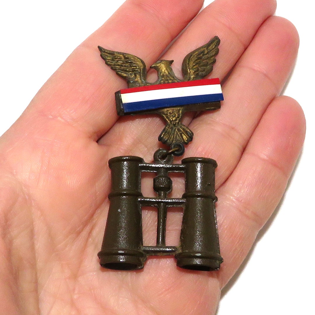 WWII Era Patriotic Sweetheart Eagle and Binoculars Dangle Pin - Etsy