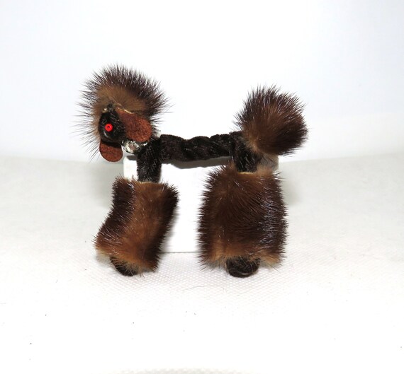 Vintage Mink Poodle Pin - Gem