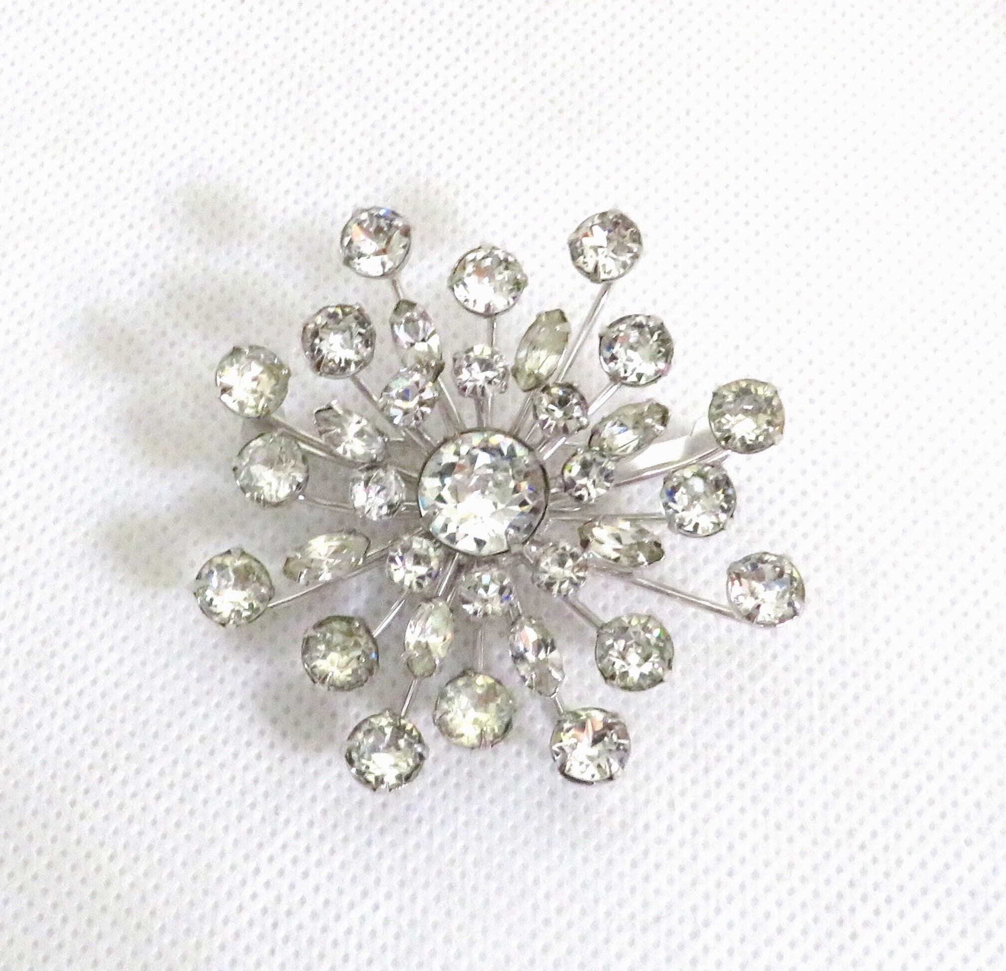 1940's Eisenberg Rhinestone Starburst Pin - Etsy