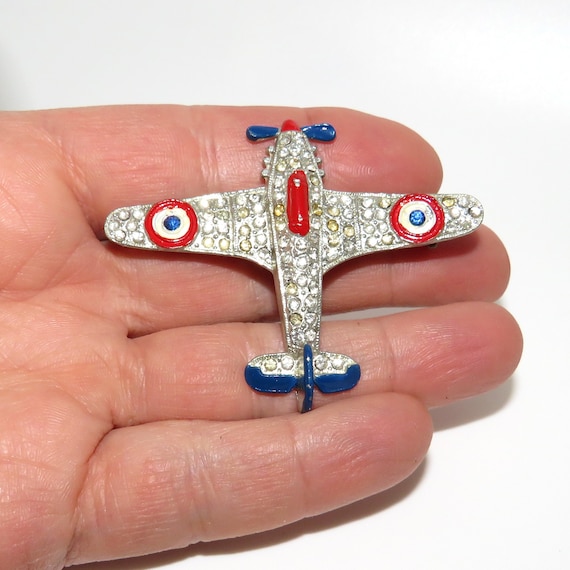 WWII RAF Spitfire Airplane Sweetheart Pin - Gem