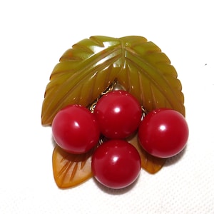 Vintage Bakelite Dangle Leaves and Cherries Pin - Etsy