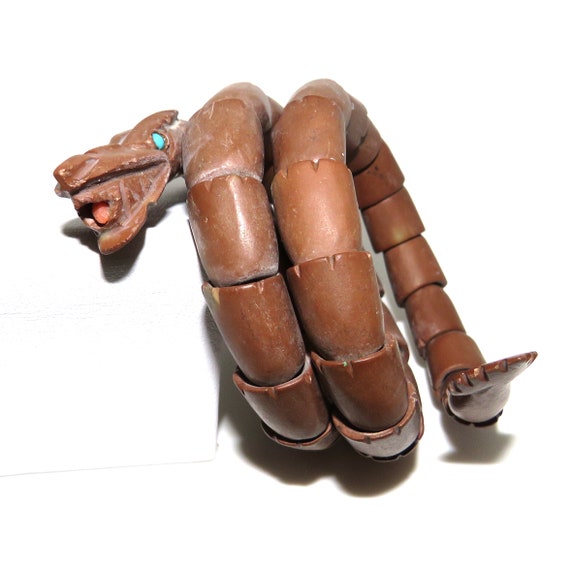 Victorian Carved Lava Snake Coil Bracelet - Gem