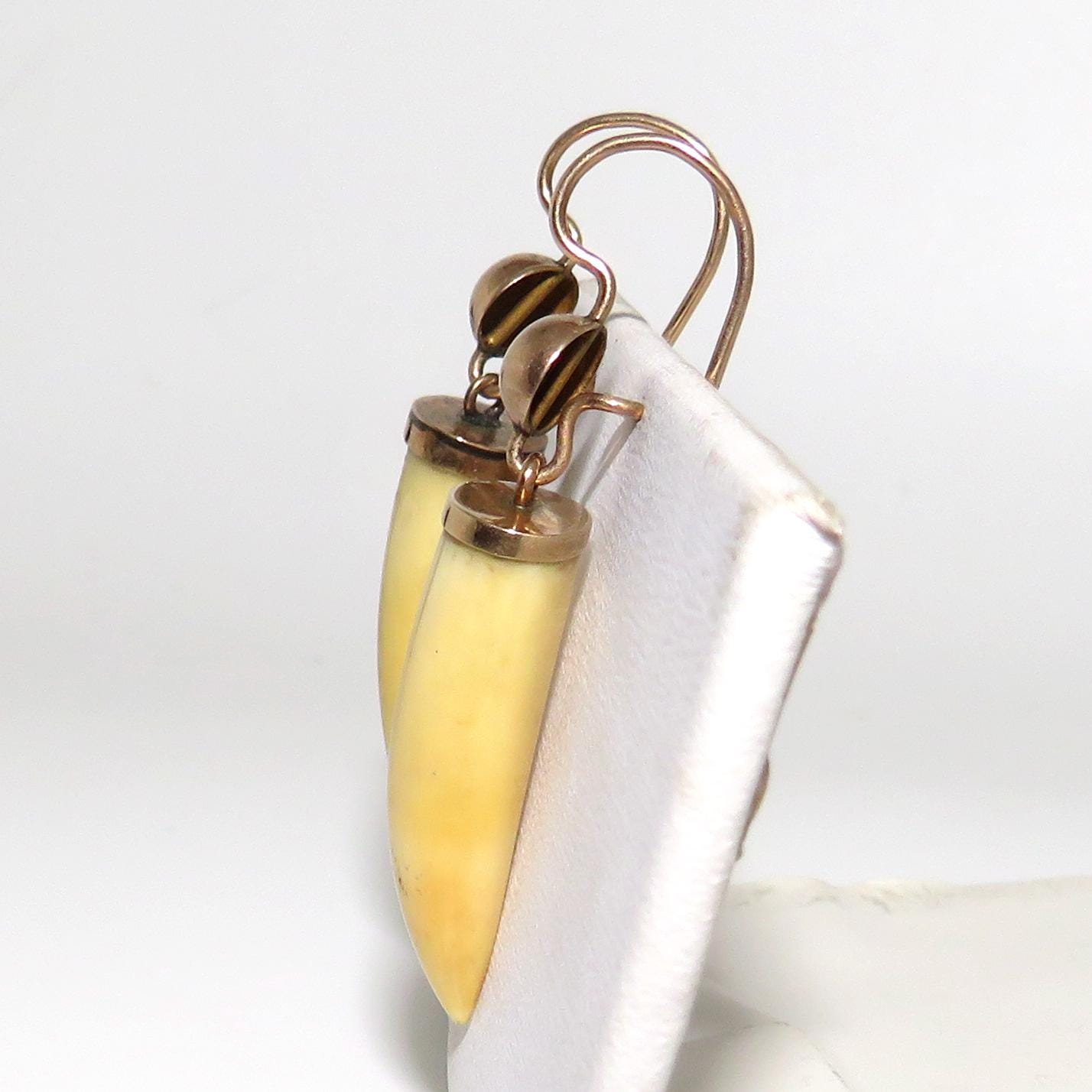 Victorian Gold Animal Tooth Dangle Earrings - Etsy