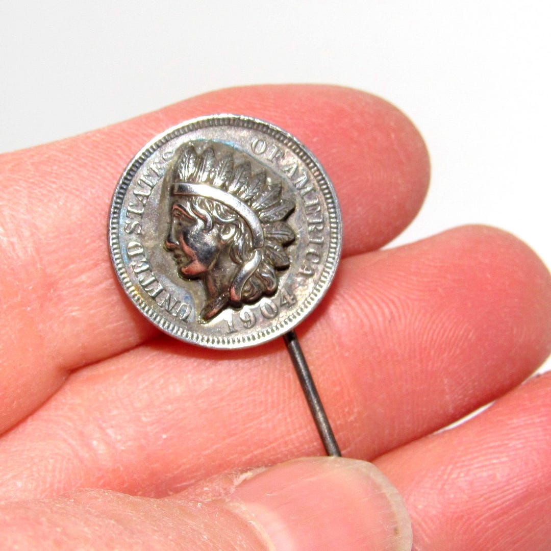 Victorian Punched Out 1904 Indian Head Dime Stick Pin - Etsy
