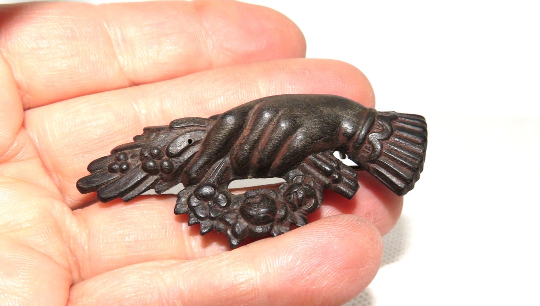 Victorian Vulcanite Mourning Hand With Flowers Pin - Etsy