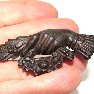 Victorian Vulcanite Mourning Hand With Flowers Pin - Etsy