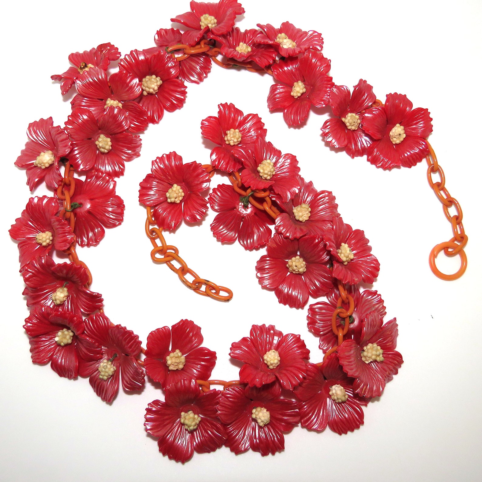 Vintage Celluloid Flower Necklace - Etsy