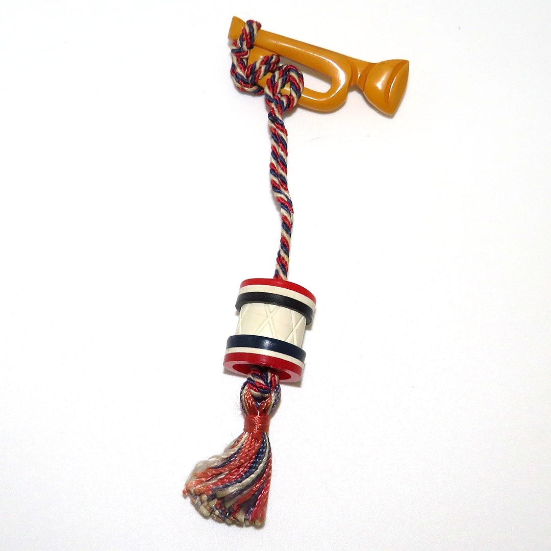 WWII Patriotic Carved Bakelite Bugle and Plastic Drum Dangle Pin - Etsy
