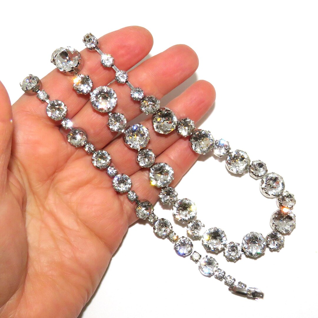 Vintage Weiss Rhinestone Necklace and Bracelet Set - Etsy